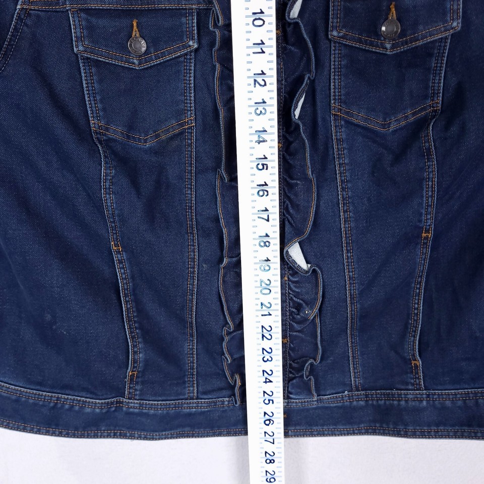 TALBOTS Denim Jean Jacket Ruffle Front Dark Blue Wash Plus Size 2X | eBay