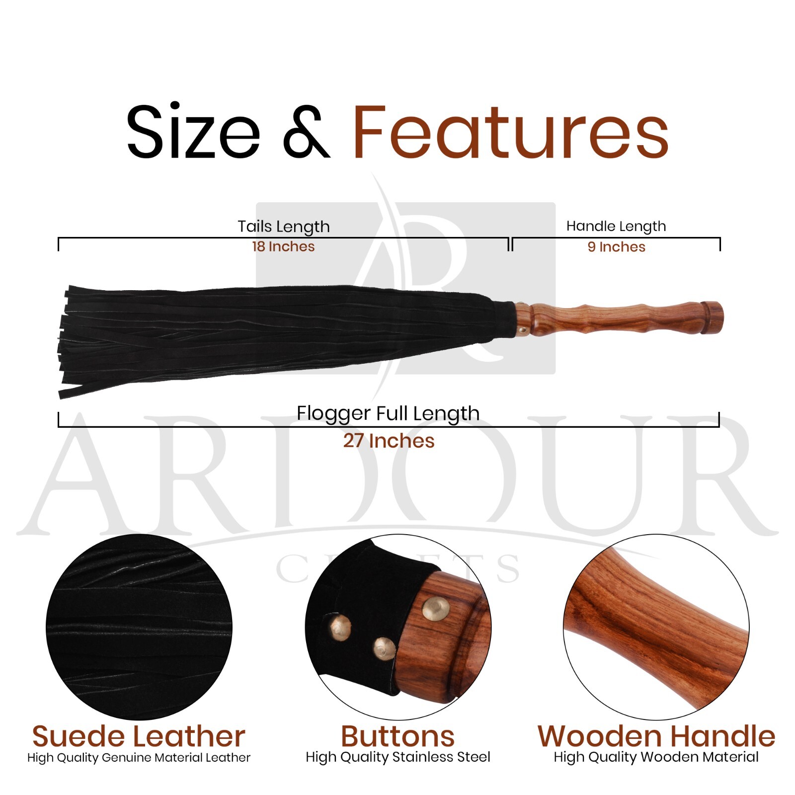 Genuine Suede Leather Floggers 50 Falls Spanking Flog BDSM Sex Whip For ...