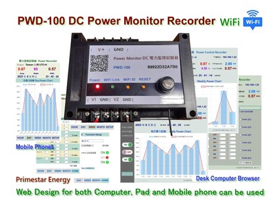 DC Power Monitor Recorder Energy Meter PWD-100 DC 50V / 50A WiFi Web ...