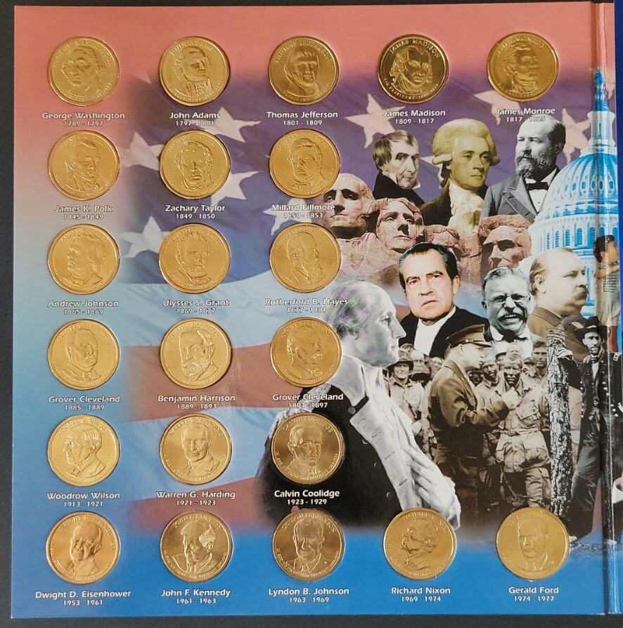 COMPLETE Presidential Dollar Collection In Board Book Holder 40 Coins ...