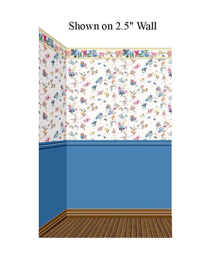 1:48 Scale Dollhouse Wallpaper - Garden Covert Wainscot - 1930 Vintage ...
