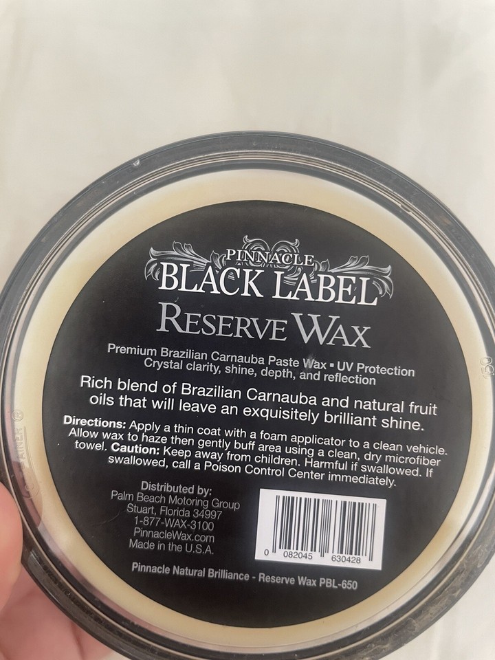 PINNACLE BLACK LABEL RESERVE WAX Car Auto Carnauba Wax Paste | eBay