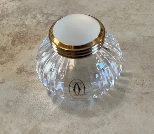 Cartier Crystal w/ Gilt Inkwell (Must de Cartier) - Flip Top w/ Frosted ...