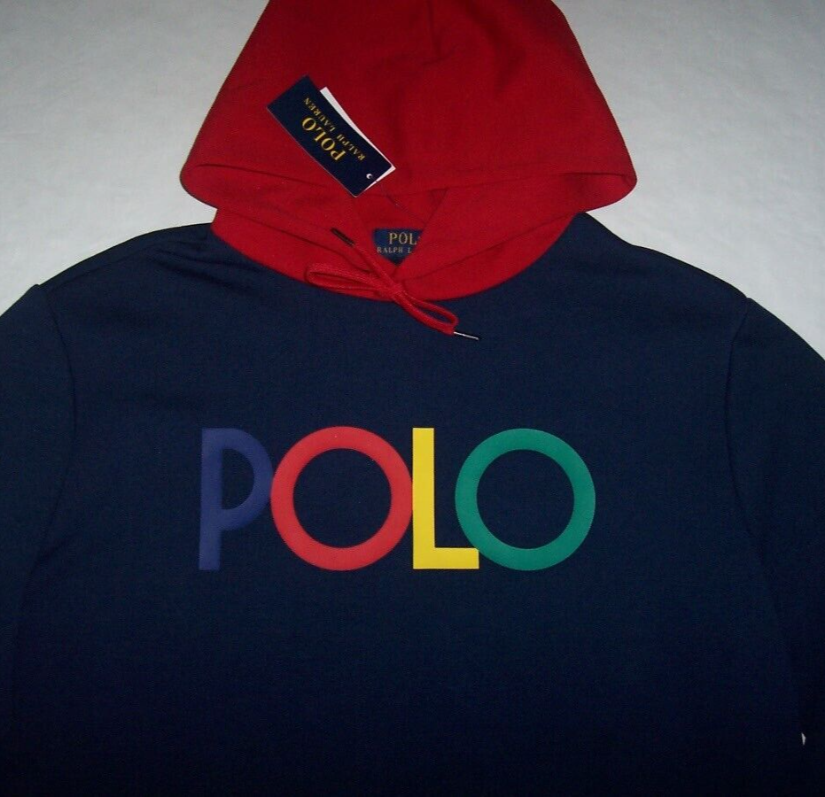 NWT Polo Ralph Lauren NAVY COLORBLOCK Double-Knit Hoodie Sweatshirt Men ...