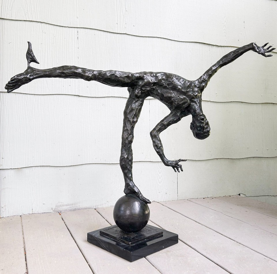 Dimitry Gerrman Russian American Bronze Sculpture Man with a Bird ...