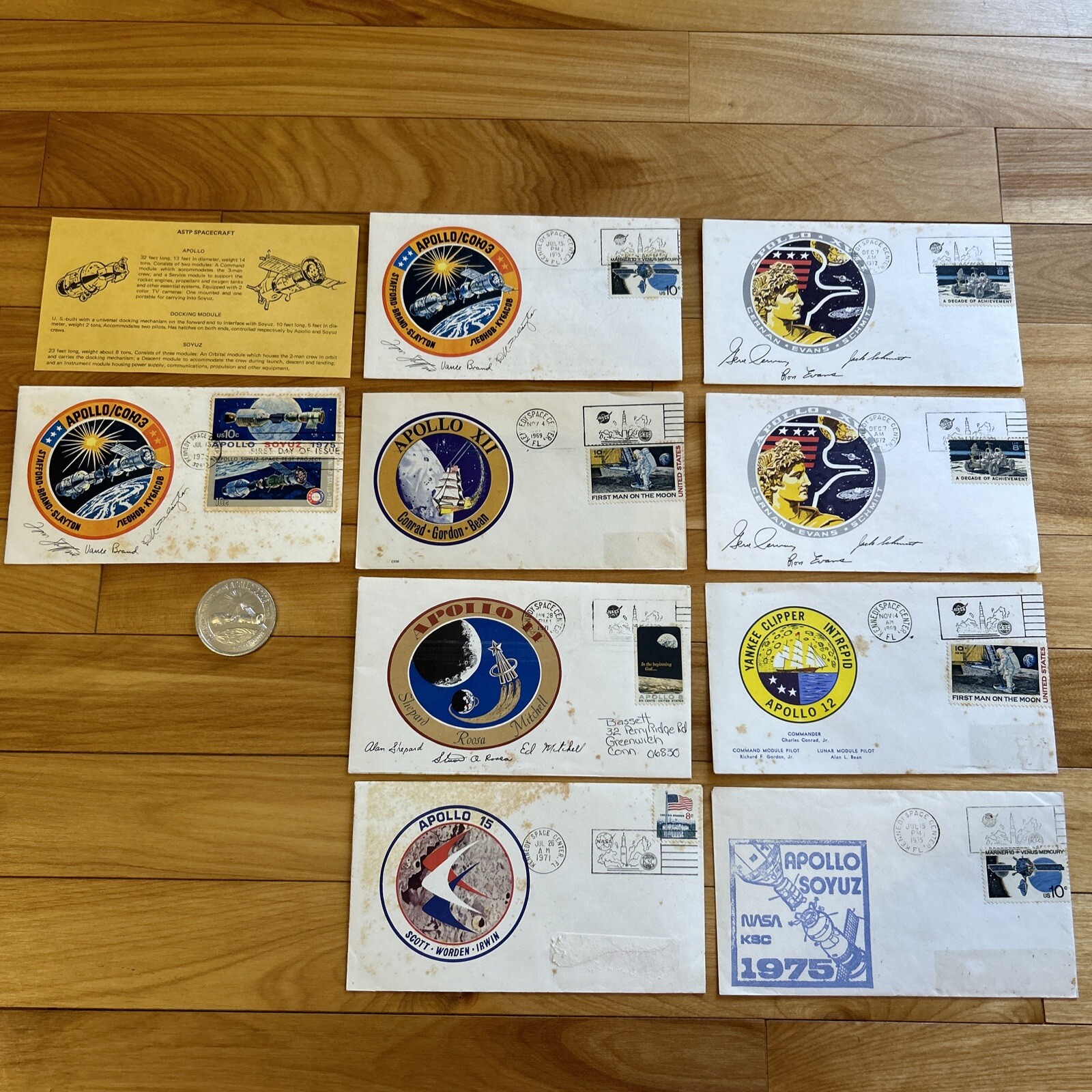 NASA Apollo FIRST DAY ENVELOPE Lot of 9 vtg Manned Spacecraft ...