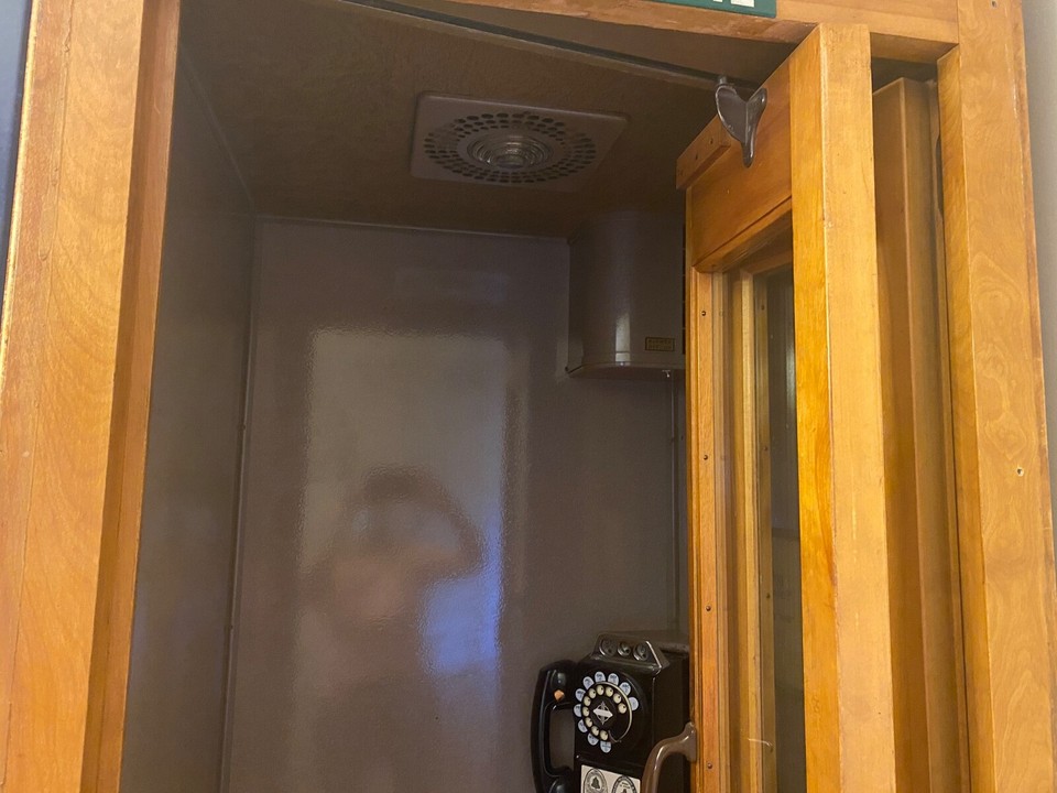 Antique MCM Wooden Phone Booth on Wheels w/ Working Phone | eBay