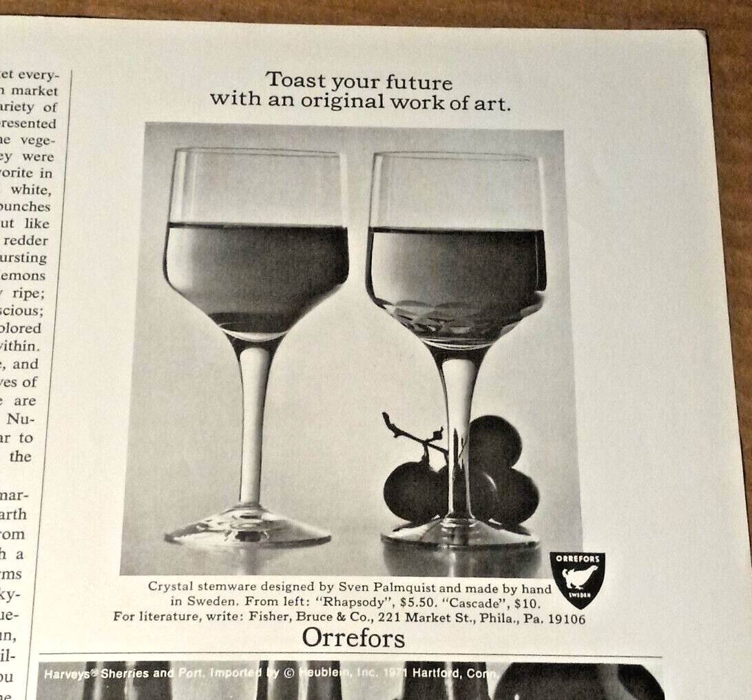 1972 print ad - Orrefors crystal glass Palmquist stemware glassware ...