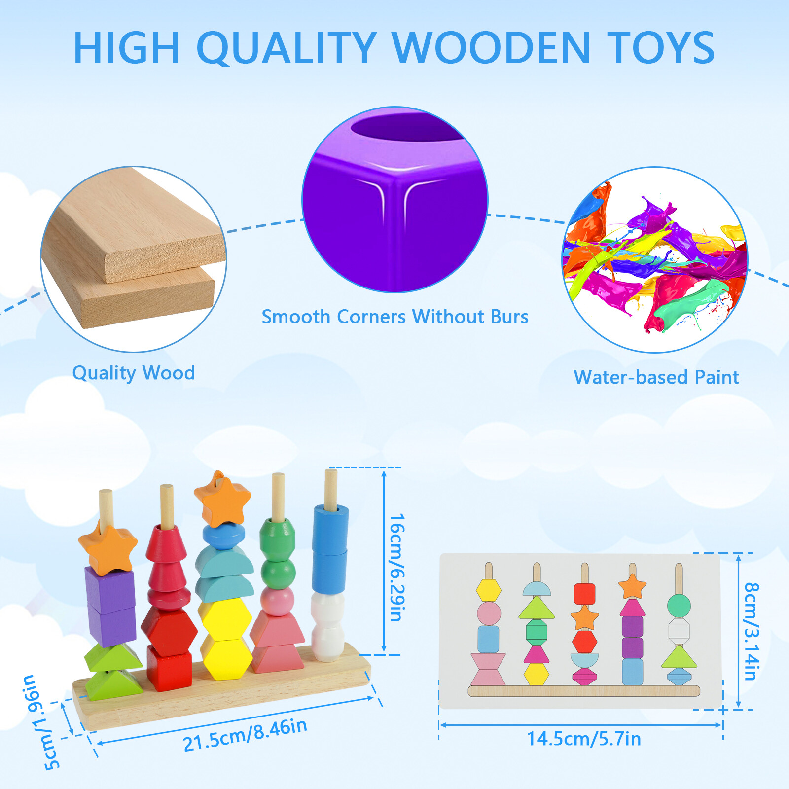 Wooden Beads Sequencing Toy Montessori Wooden Stacking Toys Wooden ...