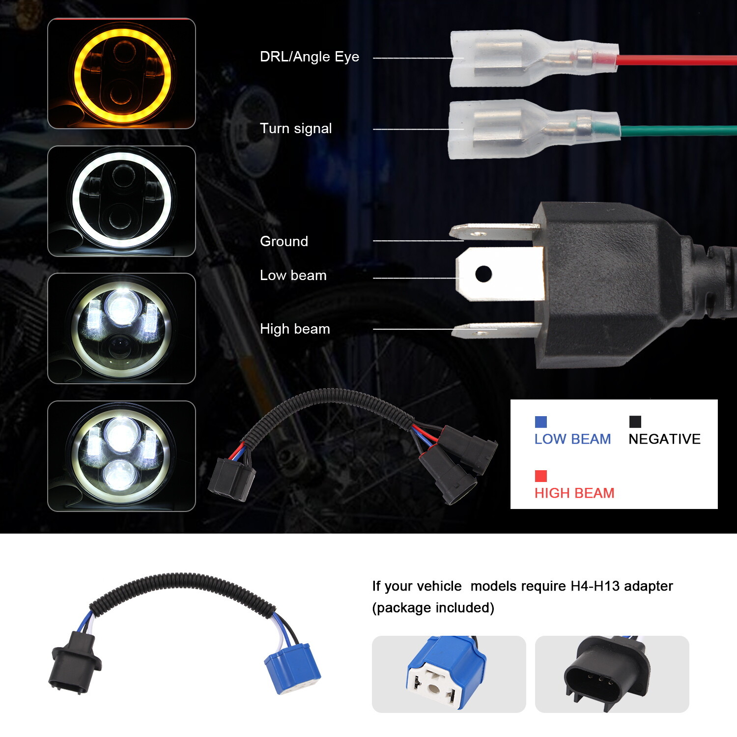 LED 5.75" Halo Motorcycle Headlight For Honda Shadow Spirit 750 ...