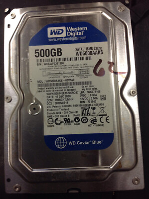 Western Digital 500GB 7200RPM SATA 3Gbps 16MB Cache 3.5in (WD5000AAKS ...