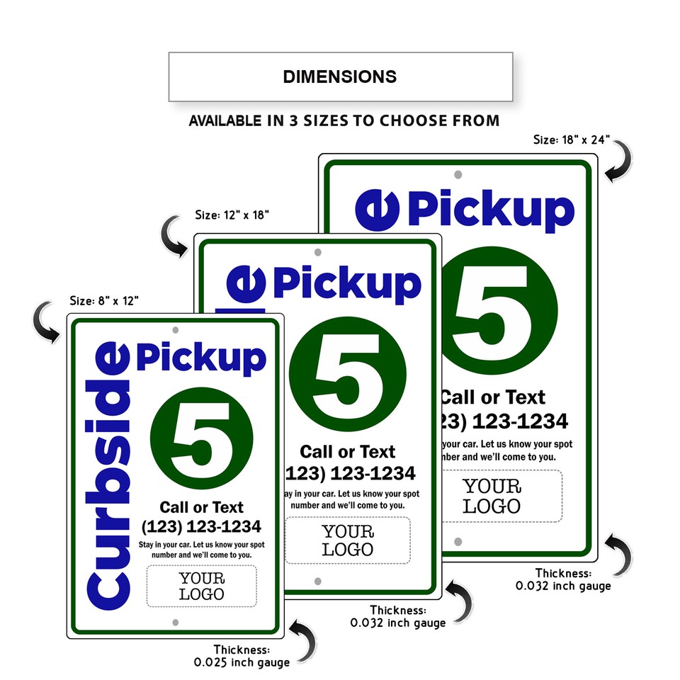 Curbside Pickup Personalized Custom Text Spot Logo Design Aluminum ...