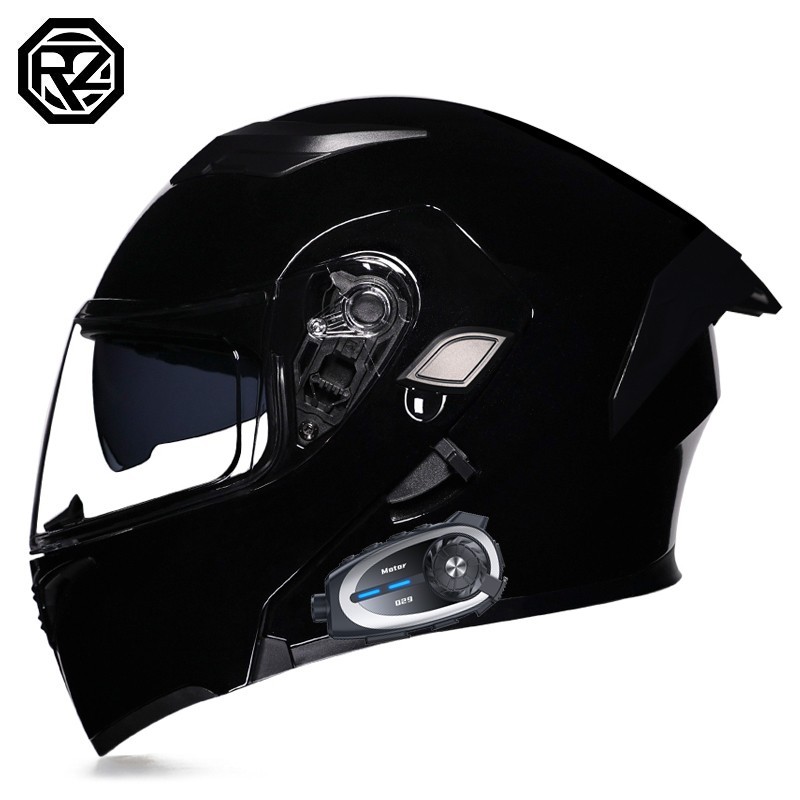 Bluetooth Motorcycle Intercom Modular Helmet Built-in Camera Dual Visor ...