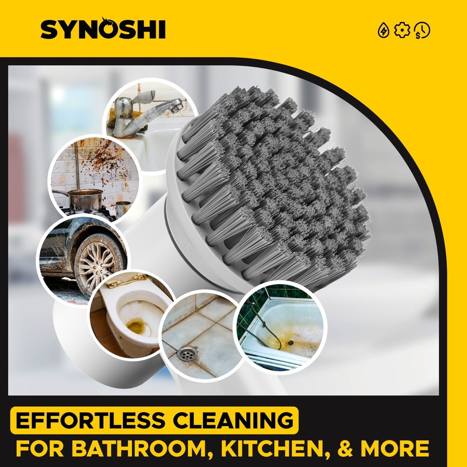 Synoshi® | Electric Spin Scrubber | Cordless Power Brush with 3 ...