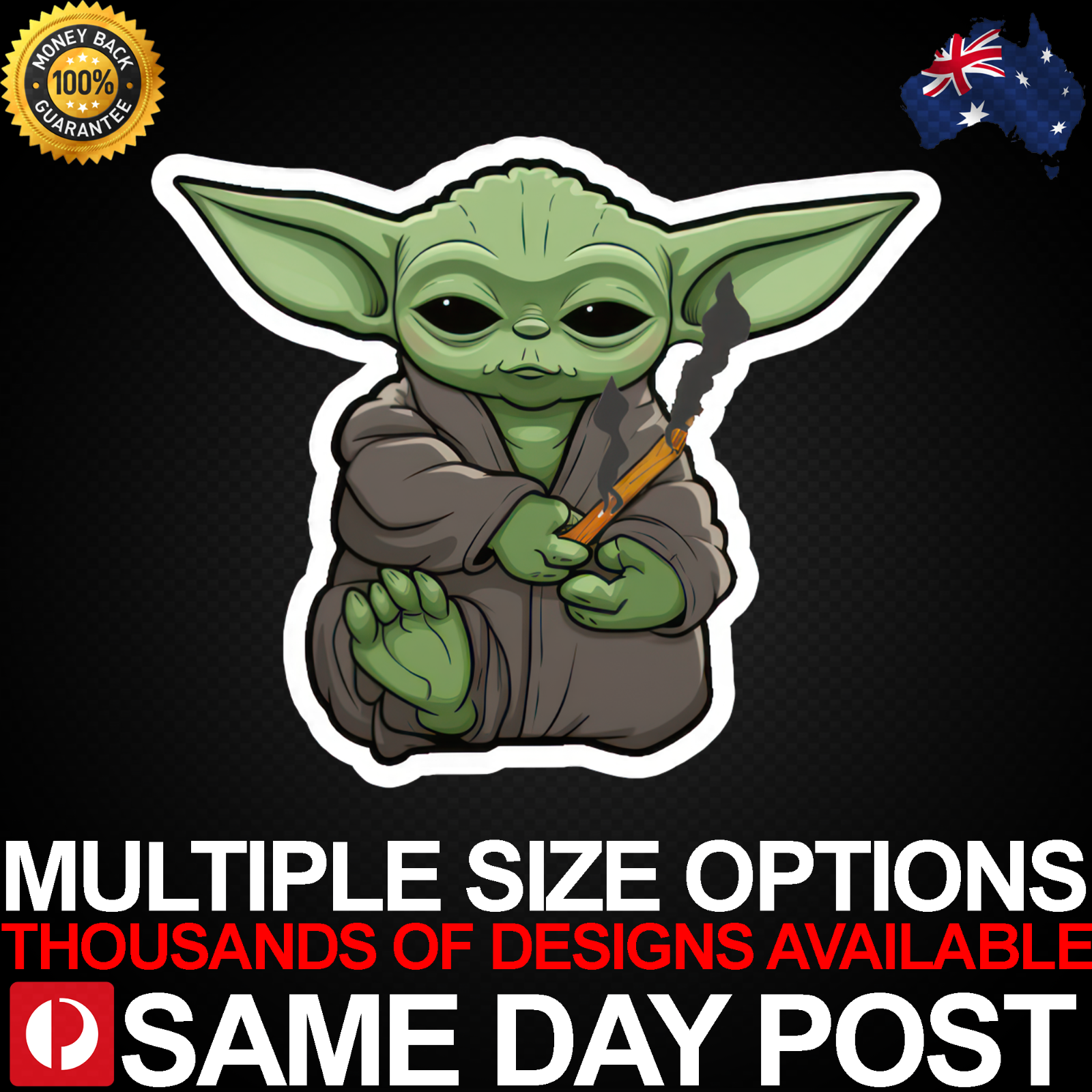 Baby Yoda Standing Smoking Vinyl Car Sticker Decal Laptop Characters ...