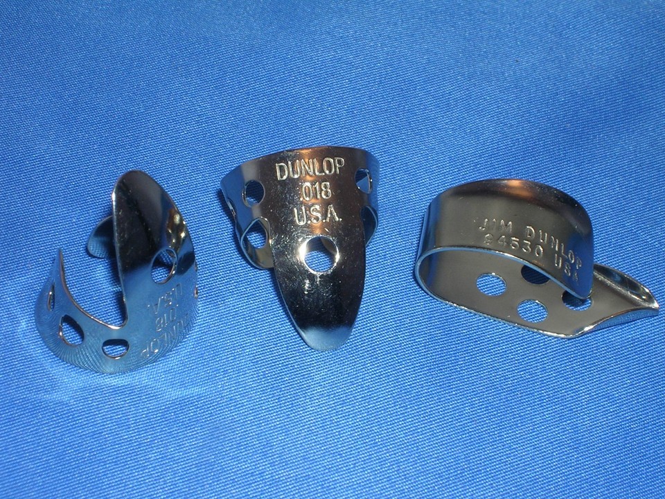 DUNLOP PICK SET-3 Pc .020" Nickel Silver - 1 Thumb Pick .025" - 2 ...