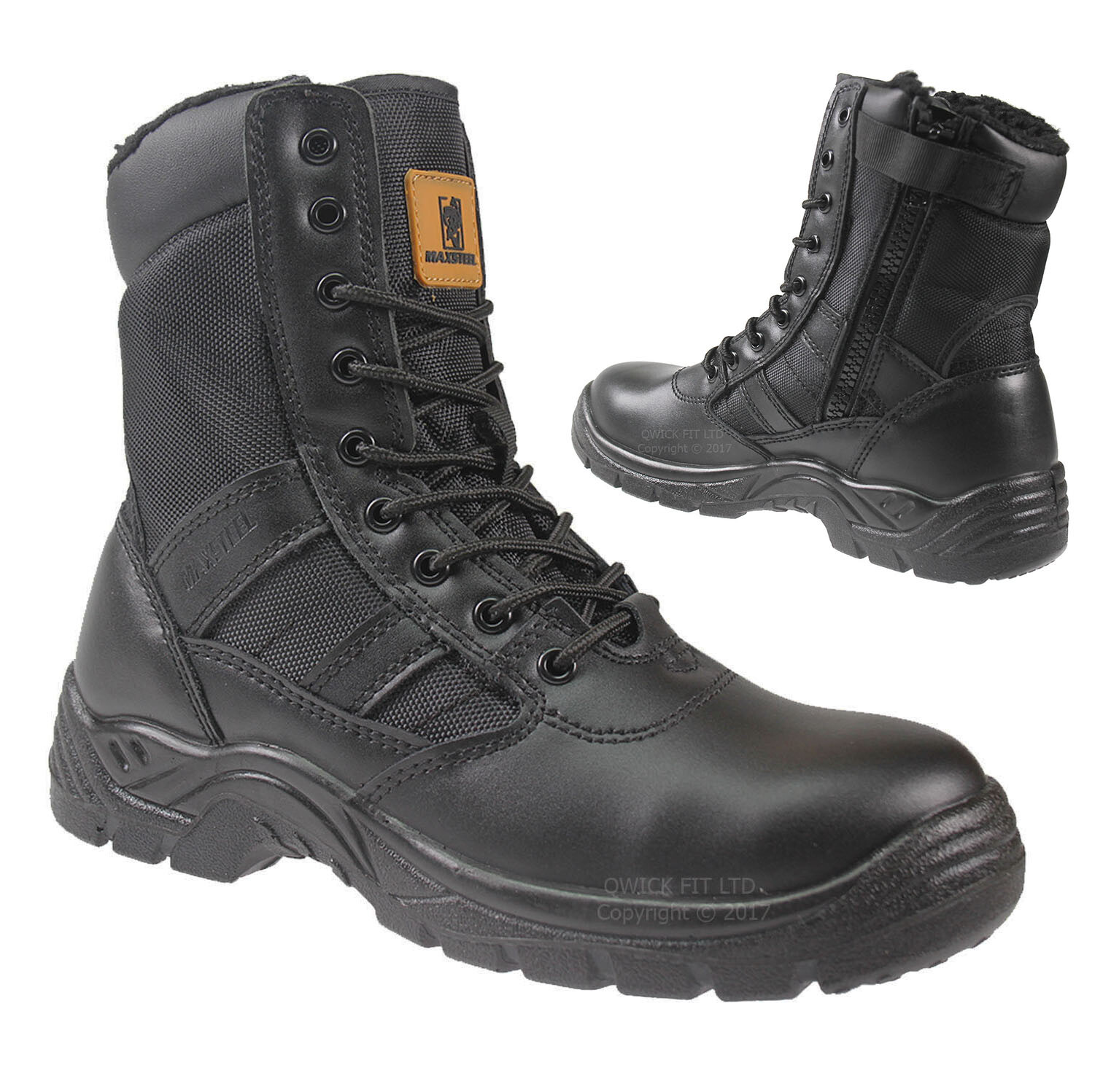MENS ARMY MILITARY POLICE SAFETY BOOTS STEEL TOE CAP COMBAT WORK WOMENS ...