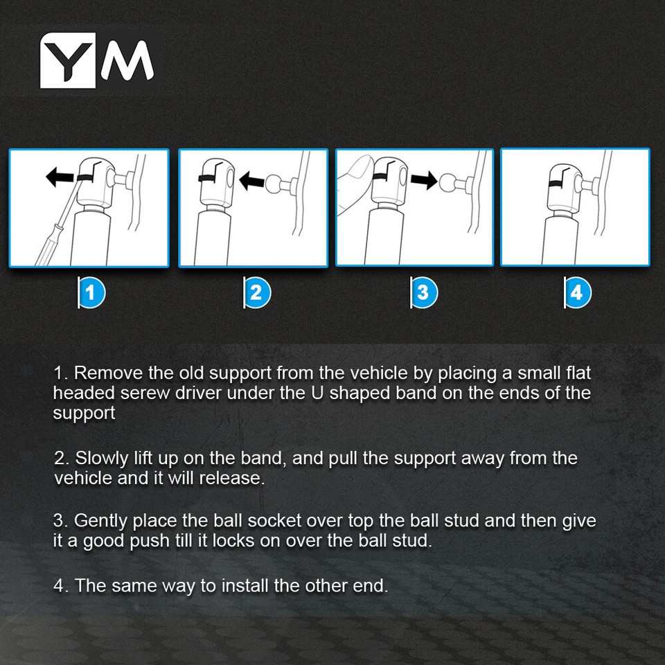 2 FRONT HOOD LIFT SUPPORTS SHOCKS STRUTS ARMS PROPS RODS DAMPER 74145 ...