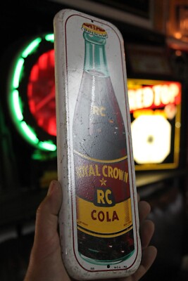 RARE 1950s DRINK RC ROYAL CROWN COLA STAMPED PAINTED METAL SIGN COKE ...