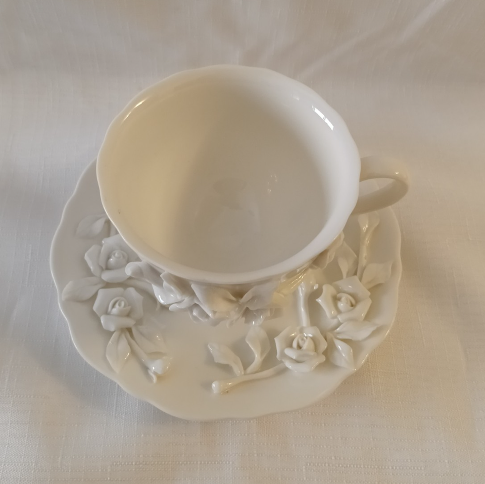 White Rambling Rose Teacup Duo by Robert Gordon | eBay Australia