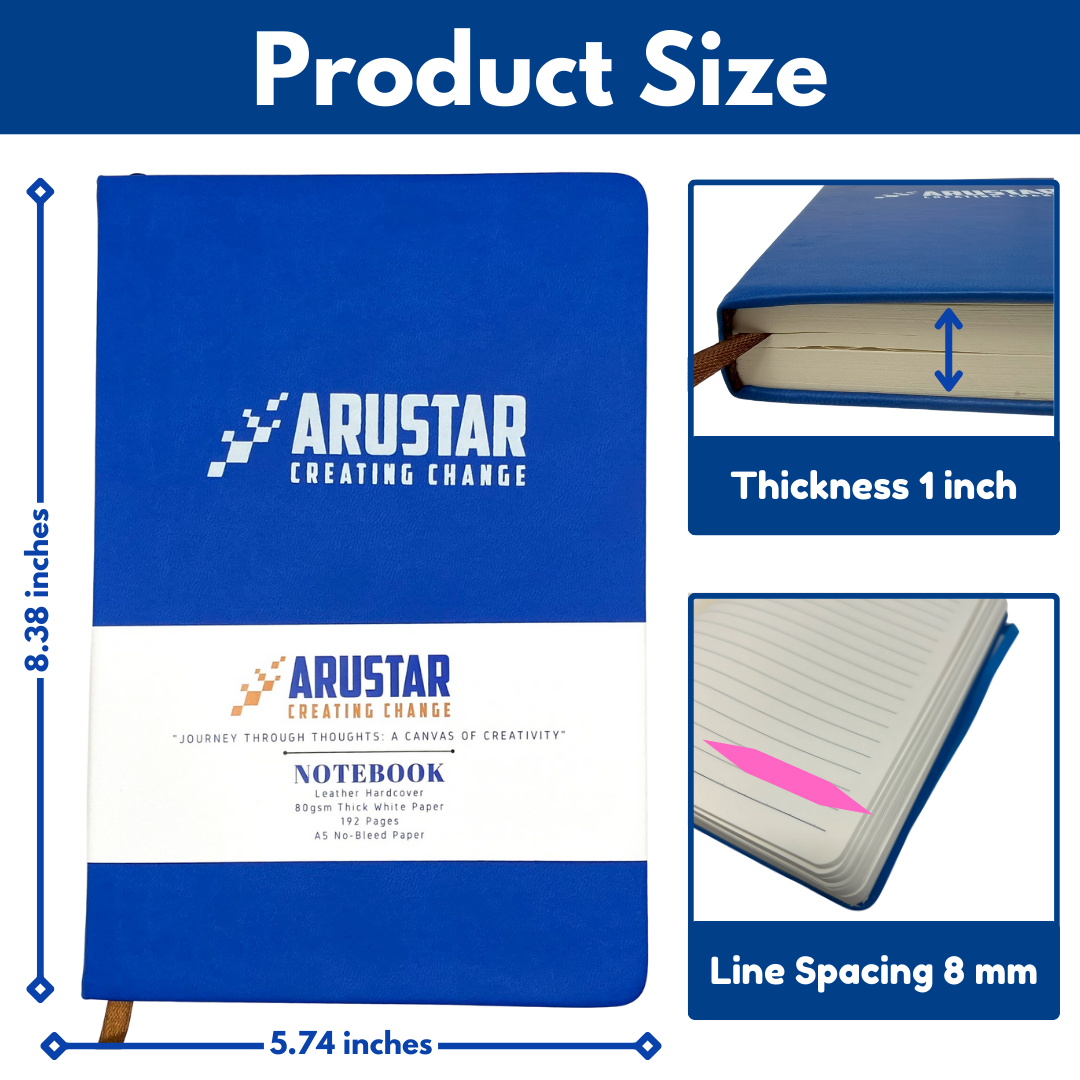 Hardcover Lined Journal Notebook 192 Pages 80 GSM Thick PU Faux Leather ...