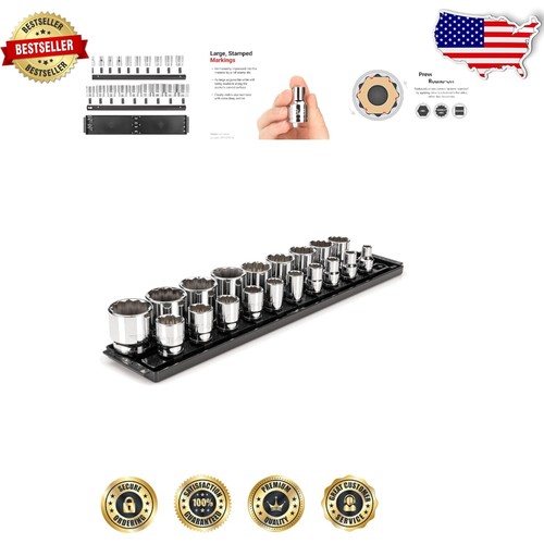Polished 1/2 Inch Drive 12-Point Socket Set - 19-Piece with Twist-to ...