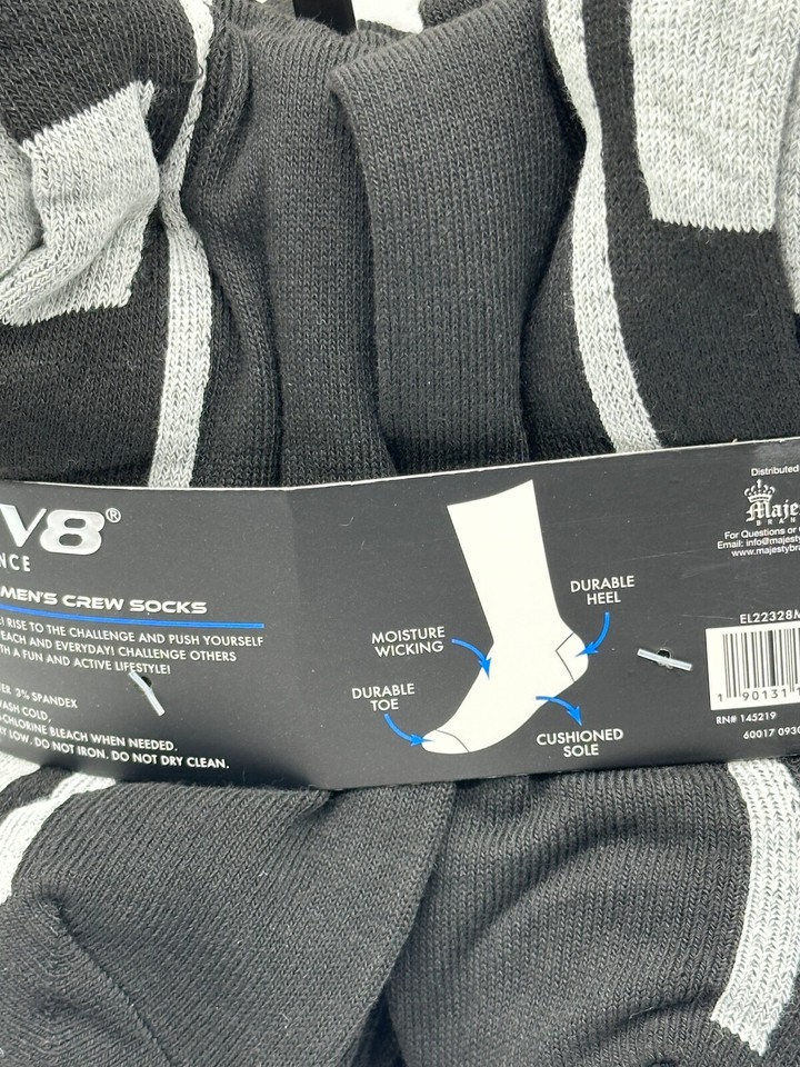 10 PAIR PACK ELEV8 MENS PERFORMANCE SPORT CREW SOCKS SIZE 6-12 ...