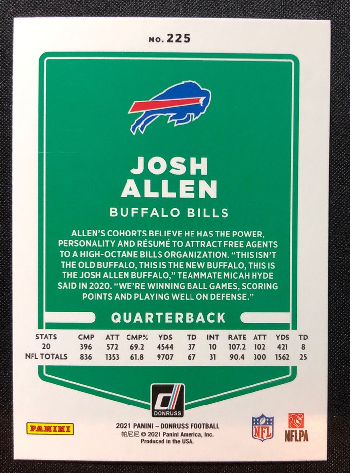 2021 Donruss Football Josh Allen Buffalo Bills Card #225 | eBay