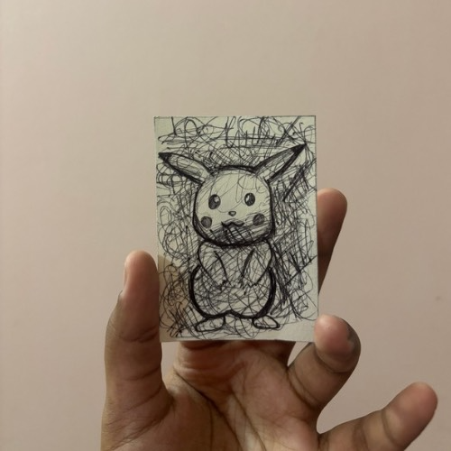 ACEO Original Scribble Pikachu Pokemon Drawing Ink Pen Art Card ...