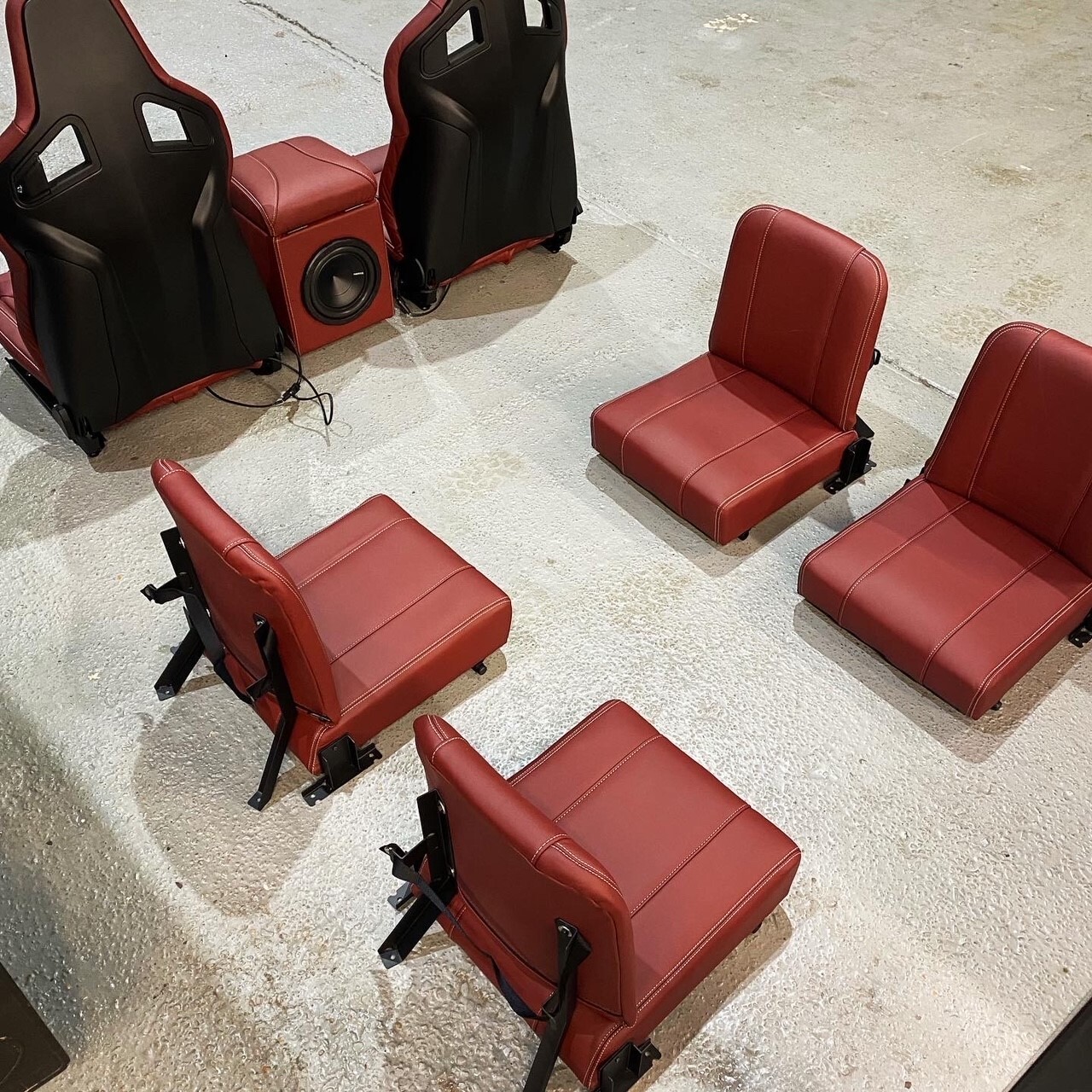 Red/Burgundy leather interior Cubby, Recaro seats fits Land Rover ...