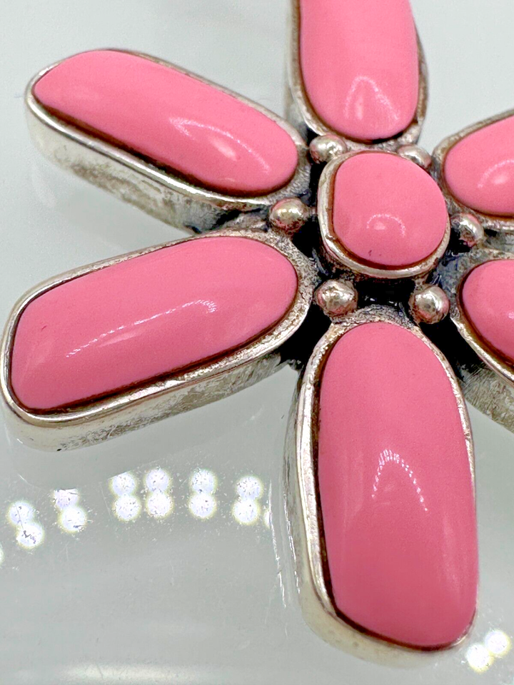 Sally C. Treasures SX Sterling Silver Pink Stone Flower Pendant [014 ...