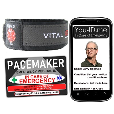 Pacemaker Alert Bracelet & Medical ID Card Option Emergency Identity ...