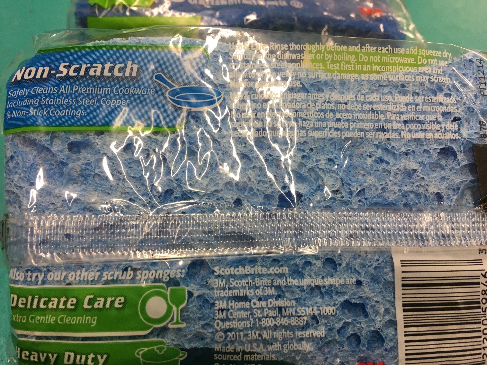 6 Scotch Brite 3M Non-Scratch Scrub Sponges Heavy Duty Free Shipping 2 ...