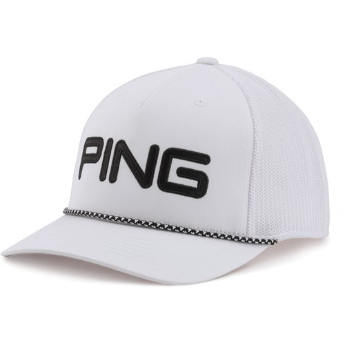 PING Rope Mesh Golf Hat White and Gray Flexfit Tech Moisture Wicking ...