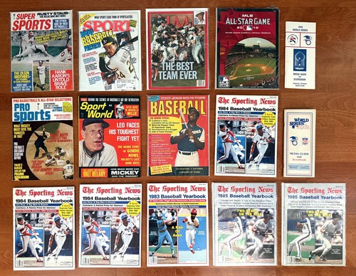 LOT of 15 - vintage 1960s 1980s MLB BASEBALL SPORT MAGAZINES & YEARBOOK ...