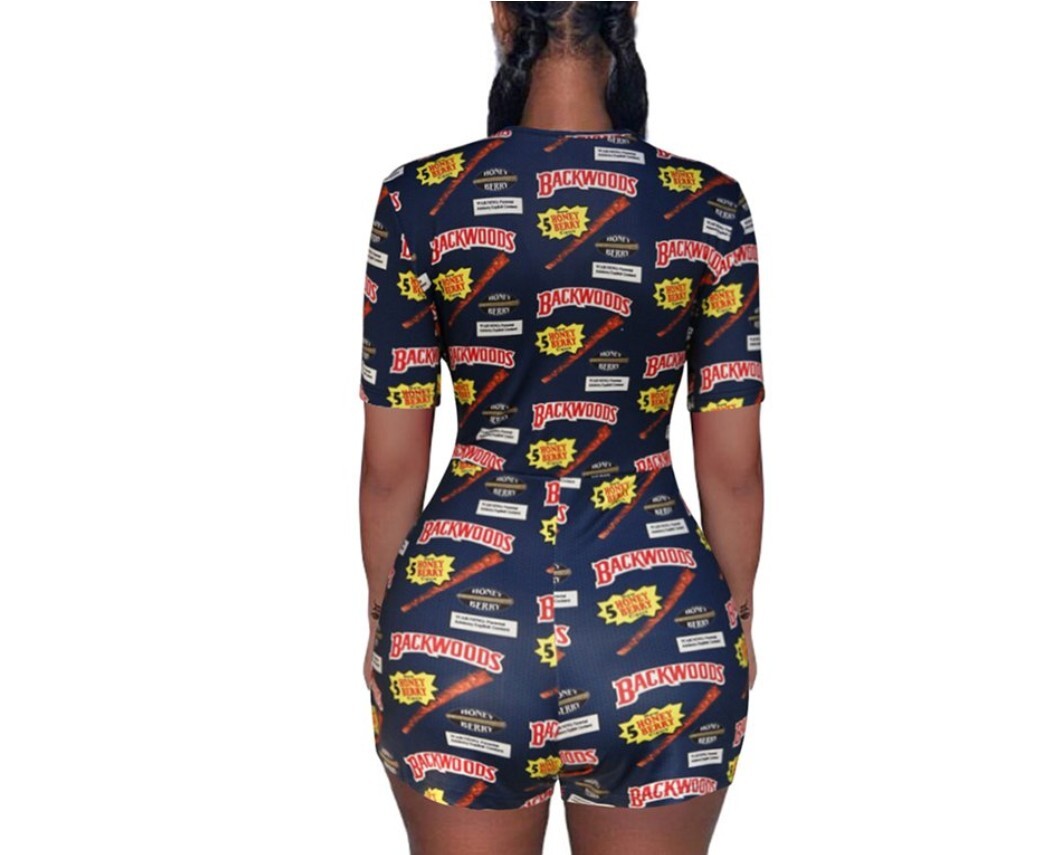 Backwoods Blue Sexy One Piece Short Sleeve/Lounge Wear/Bodycon Pajamas ...