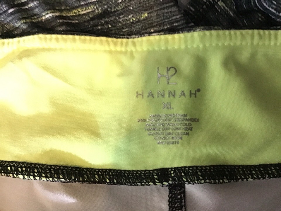 womens leggings H2 HANNAH Capri Sz XL Black Space Dye Yellow Athletic ...