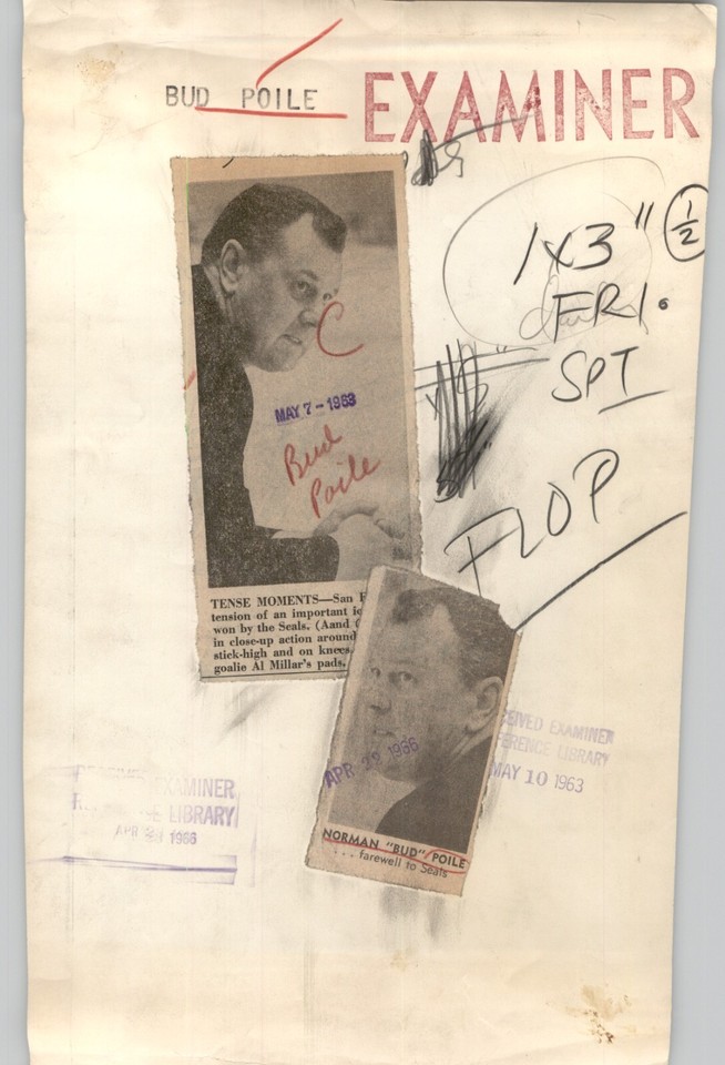 National HOCKEY Manager BUD POILE Vintage Rare 1963 Press Photo | eBay