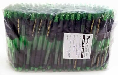 NEW Pentel Click-N-Go Ballpoint Pen GREEN Ink & Barrel BULK 144-pcs ...