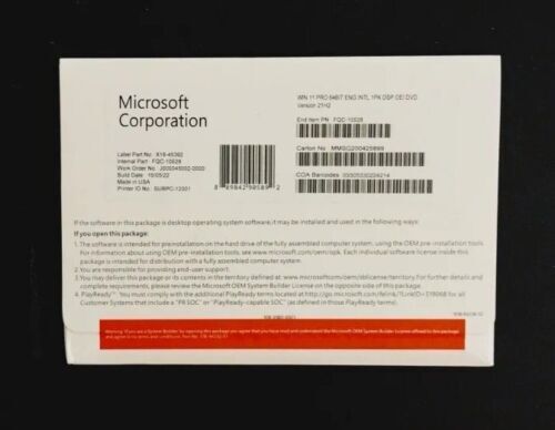 New Microsoft Windows 11 Pro Professional 64 Bit Operating System - And ...