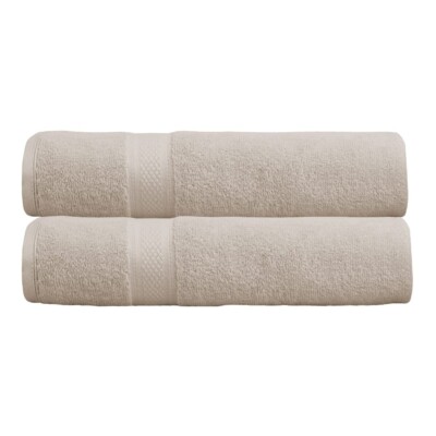 2 Pack Beige Luxury Combed Cotton Bath Towels Set 27x54 Inch 500 GSM | eBay