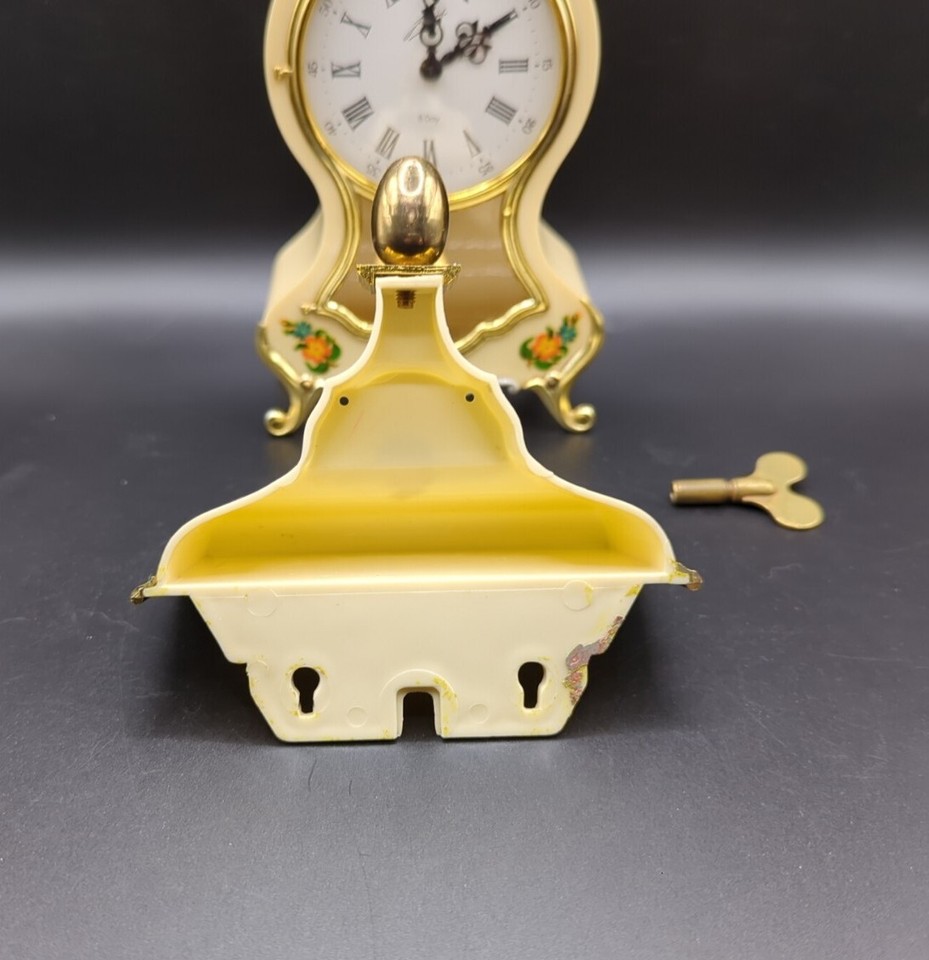 Vintage Schmid 8 Day Ivory Color Mantel Clock with Shelf and Key | eBay