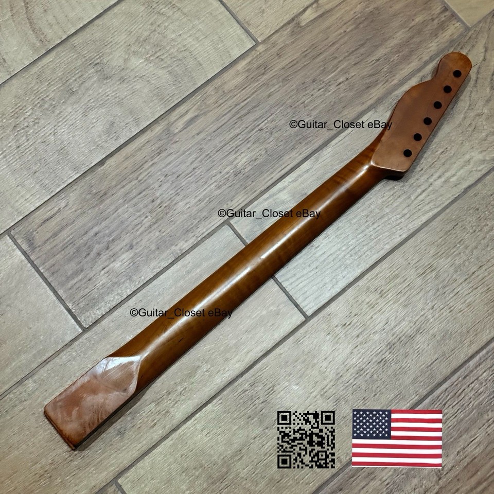 Roasted Flame Maple Tele Neck Satin Telecaster Fits Warmoth & Fender ...