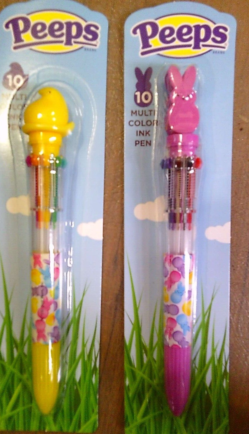 2 NEW PEEPS 10 color multi ink pens with YELLOW CHICK & PINK BUNNY ...