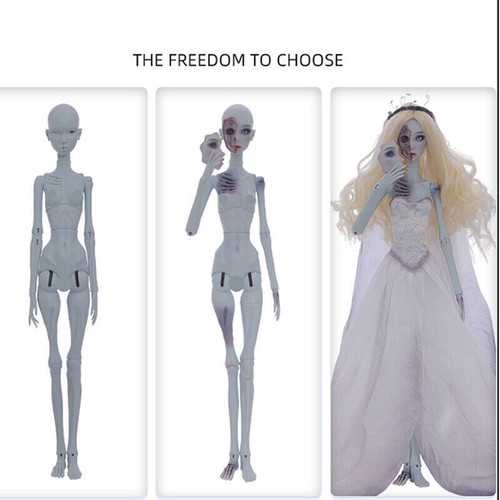 1/4 BJD Doll Zombie Girl Resin Ball Jointed Body Eyes Makeup Wigs Dress ...