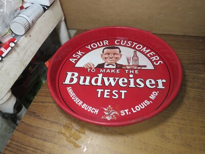 VINTAGE BUDWEISER SERVING TRAY ASK YOUR CUSTOMERS TO MAKE THE BUD TEST ...
