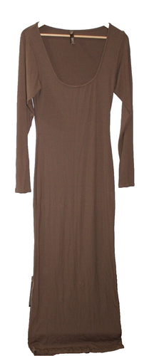 SKIMS Micro Ribbed Long Sleeve Stretch Maxi Dress Size XL | eBay