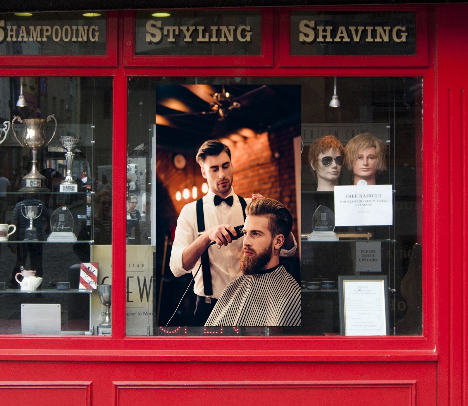 3D Man Hair Cut A660 Barber Shop Window Stickers Vinyl Wallpaper Wall ...