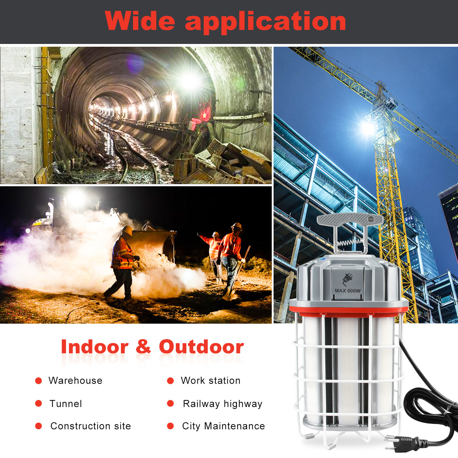 80W 100W 120W 125W Led Temporary Work Light Fixture Jobsite ...