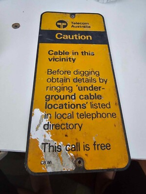 TELECOM ORIGINAL VINTAGE CABLE CAUTION SIGN | eBay Australia
